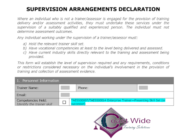 Supervision Arrangements Declaration Form