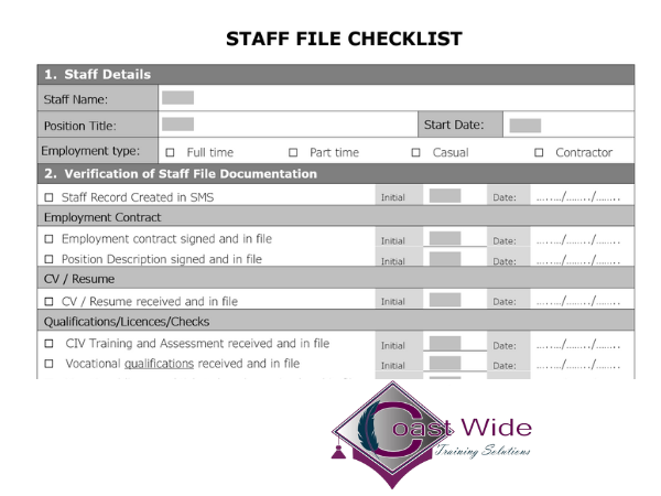 Staff File Checklist Form