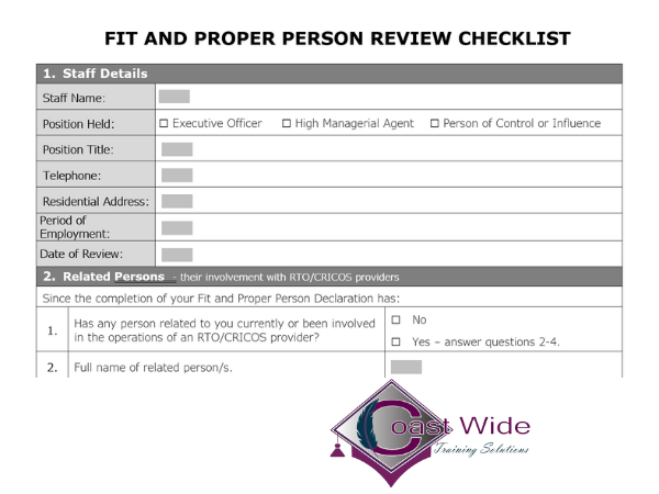 Fit & Proper Person Review Checklist
