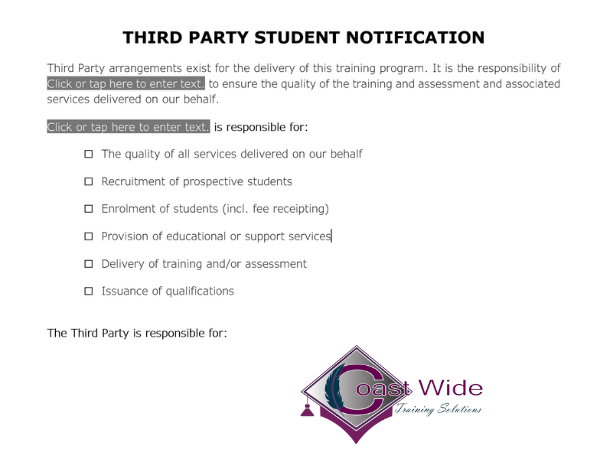 Third Party Student Notification Form