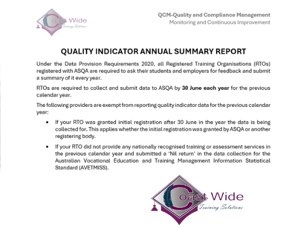 Quality Indicator Annual Summary Form