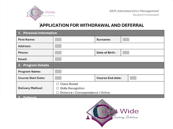 - Application for Withdrawal Deferral Form
