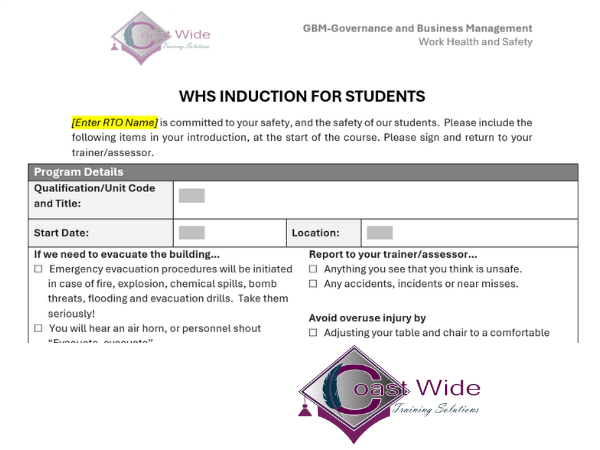 WHS Induction for Students Form