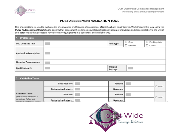 Post-Assessment Validation Form