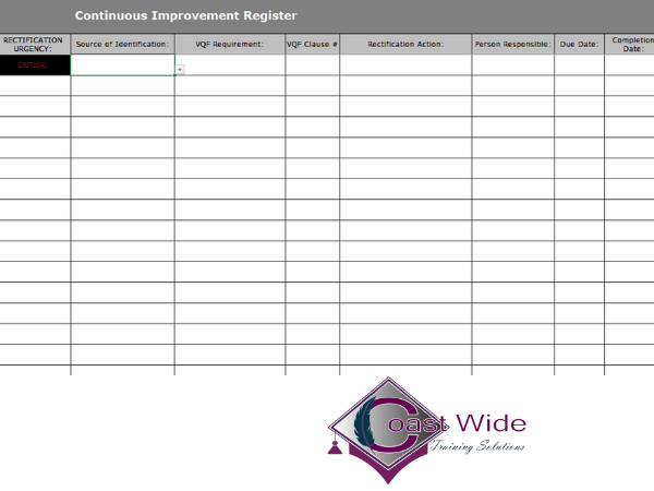 Continuous Improvement Register