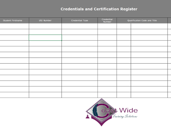Credentials & Certification Register