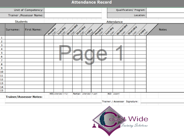 Attendance Record Template