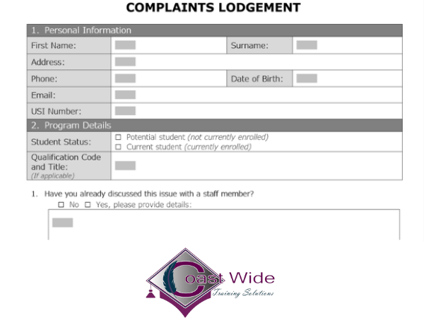 - Complaints Lodgement Form