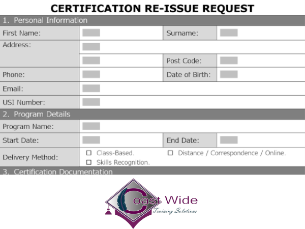 vetr - Certification Re-issue Request Form