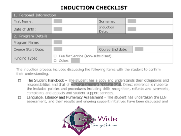 - Induction Checklist Form