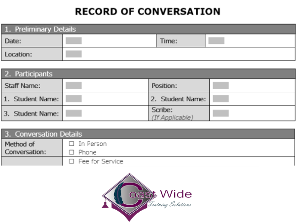 - Record of Conversation Form