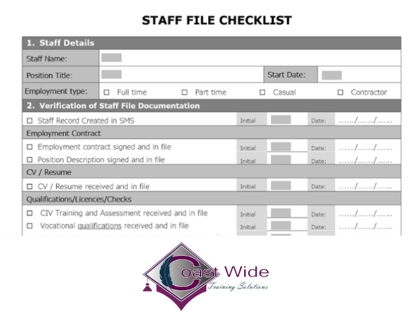 - Staff File Checklist