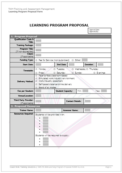 Learning Program Proposal Form