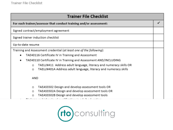 Trainer File Checklist
