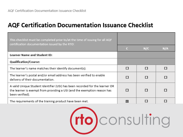 Certificate Issuance Checklist