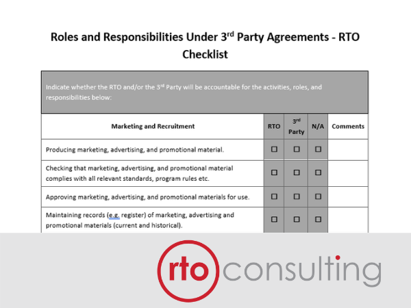 Third Party Roles & Responsibilities Checklist