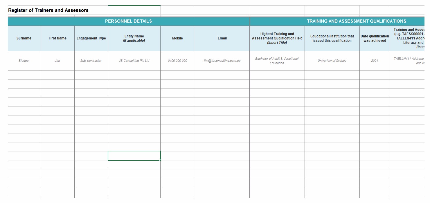 Register of Trainers and Assessors